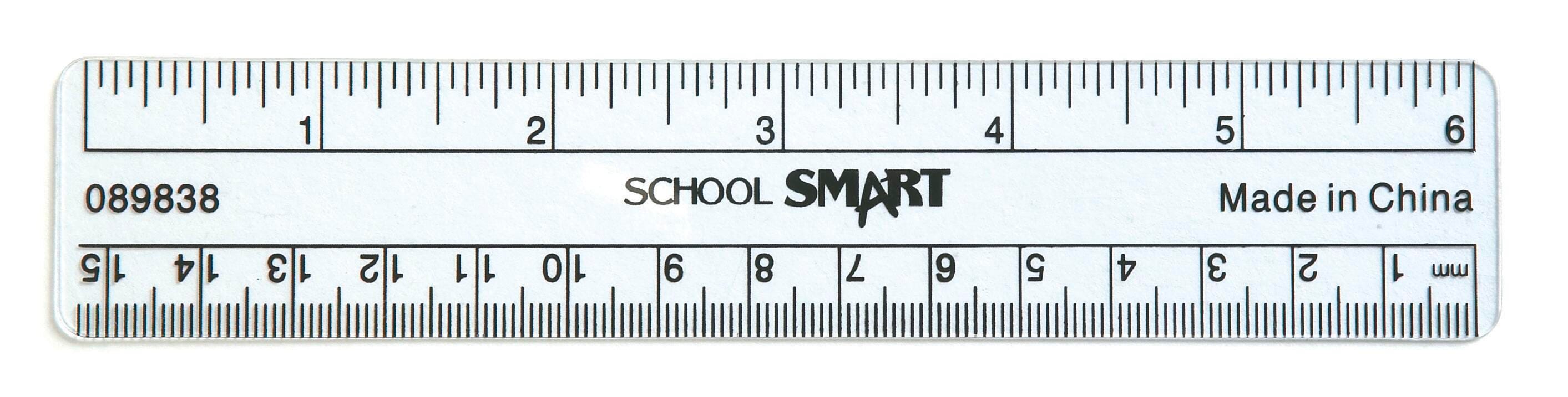 School Smart Plastic Ruler Flexible 6 Inches Clear